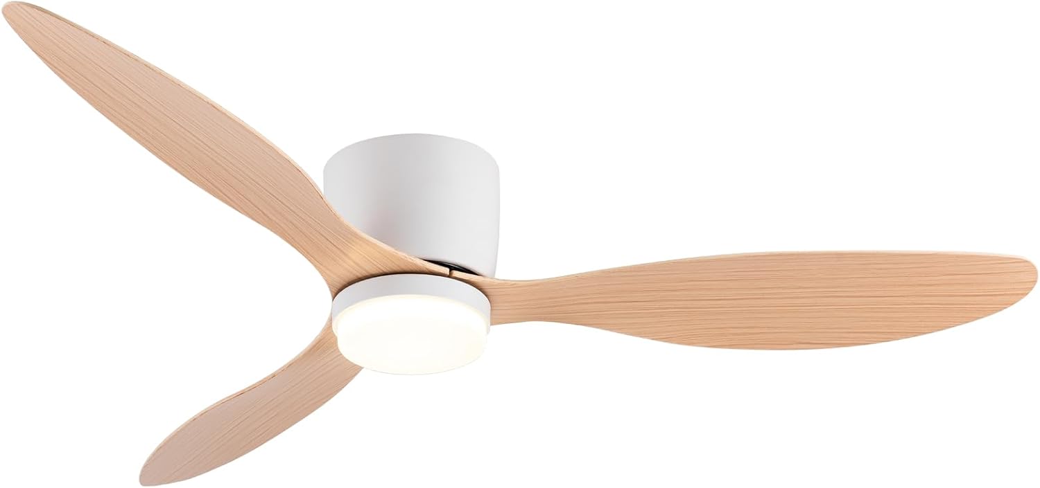 GESUM 52 Inch Ceiling Fan with Lights, Flush Mount Quiet Ceiling Fan ...