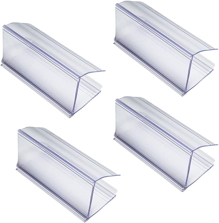 Muka 100 Pcs Wood Shelf Label Holders Clear Plastic Price Tag 2.4 in L ...