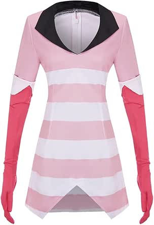 Amazon.com: Cos-Animefly Alastor Cosplay Angel Dust Costume Pink Stripe ...