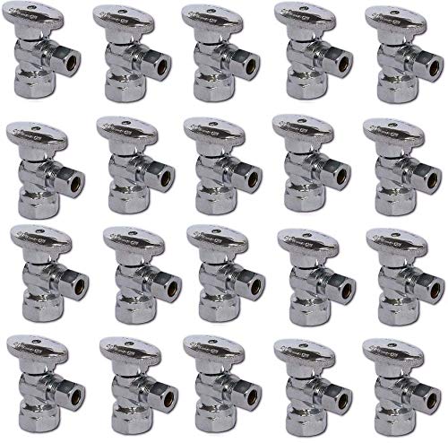 EZ-Fluid 1/2" FIP Iron Pipe x 3/8" Comp Chrome 1/4-Turn Angle Stop ...