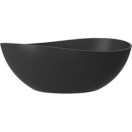 CASAINC 63" Free Standing Tub, Matte Black Stone Resin Freestanding ...