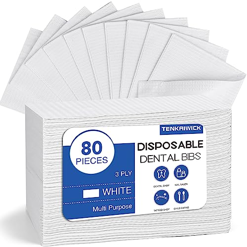 Snapklik.com : 80 Pack Disposable Dental Bibs 13x183-Ply Waterproof ...