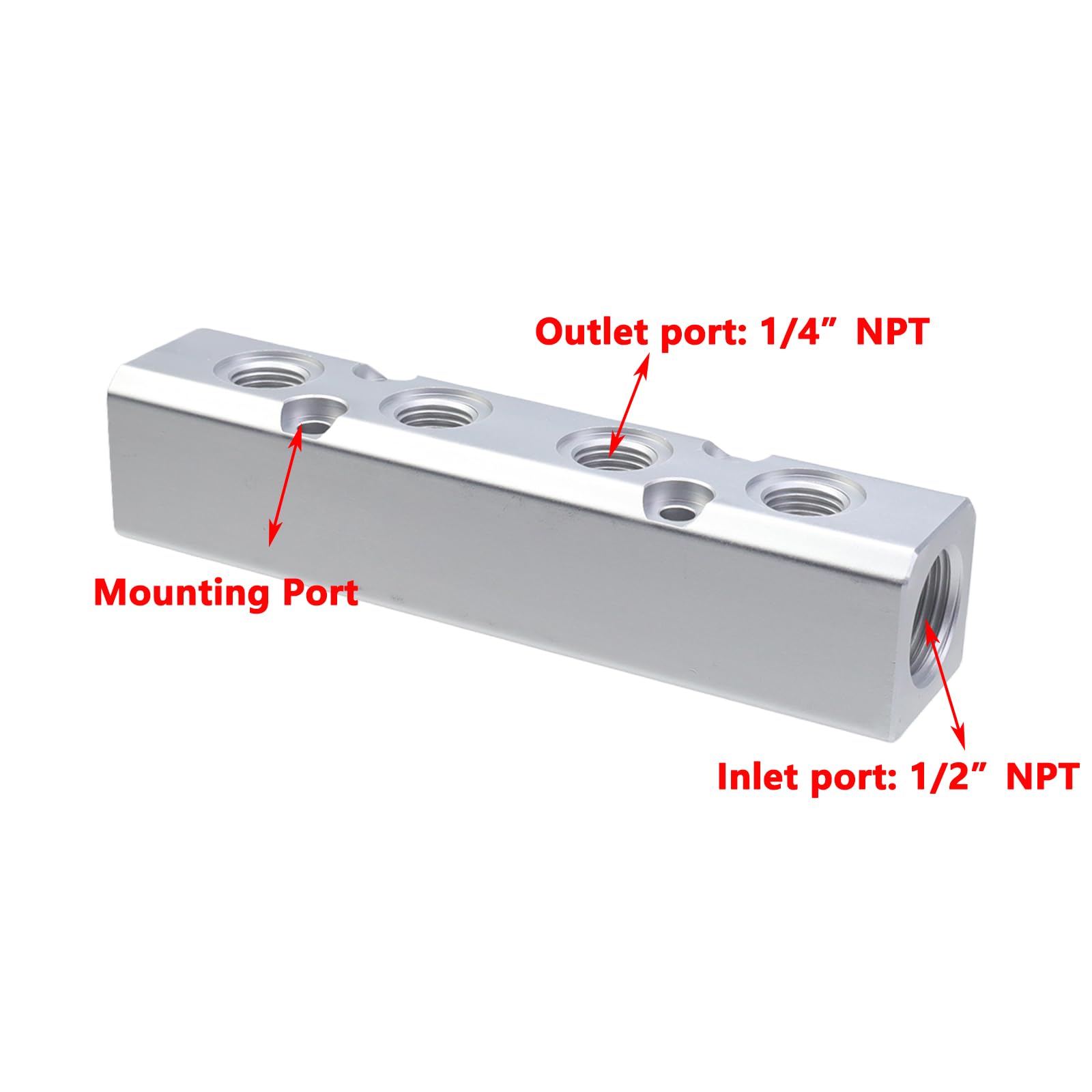 Snapklik.com : 4 Way Pneumatic Manifold Air Distribution Block,4 Way 6 ...