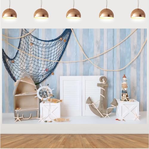 Amazon.com : Vinyl Wooden Nautical Backdrop Summer Nautical Theme 1st ...