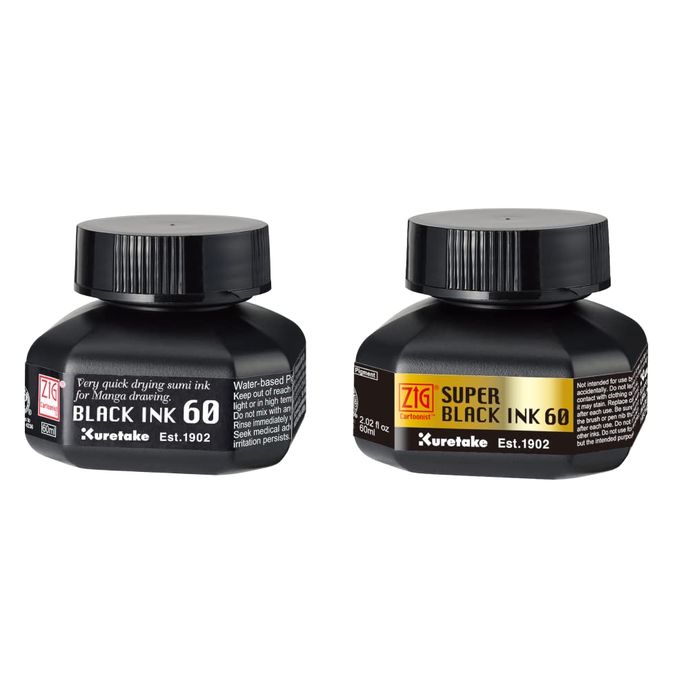 Amazon.com: Zig Kuretake Cartoonist Black Ink 60ml for Dip Pen ...