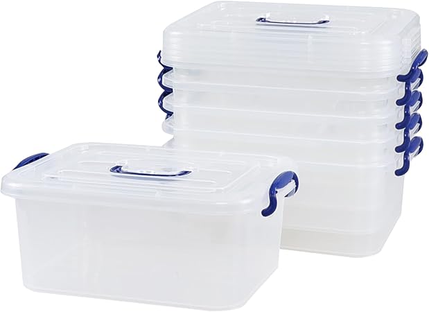 Buyitt 8L Clear Plastic Storage Boxes with Lid, Box with Lid and ...