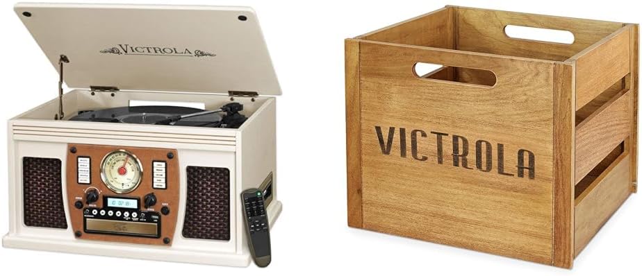 Amazon.com: Victrola 8-in-1 Bluetooth Record Player & Multimedia Center ...