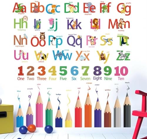 Amazon.com: Alphabet Wall Decals ABC Stickers Learning Wall Decor for ...