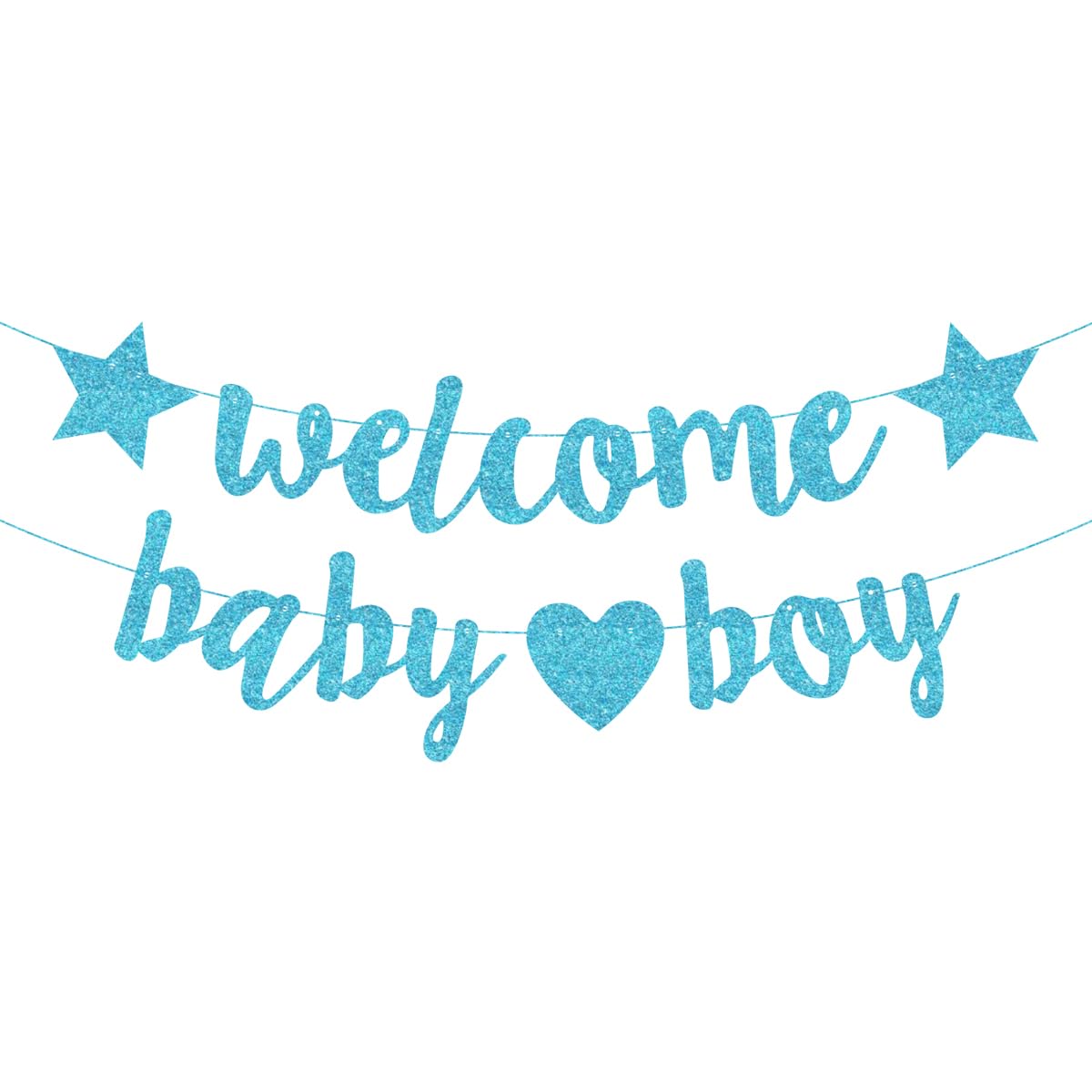 Amazon.com: LAVVICHA Welcome Baby Banner Blue Glietter Baby Shower ...