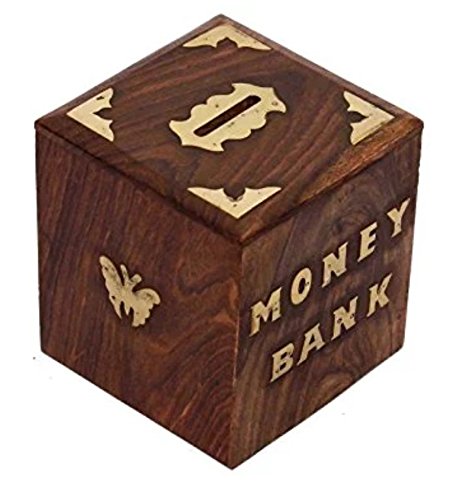 Fancy Shoppee Handicrafted Wooden Money Bank - Large Piggy Bank-HOM ...