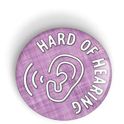 Amazon.com: DEAF OR HARD OF HEARING pin badge button, purple - pinback ...
