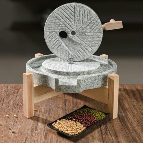 Hand Grain Mill Stone Grinder - Stainless Steel Grinder with Natural Stone Grinding Disc for Dry ...