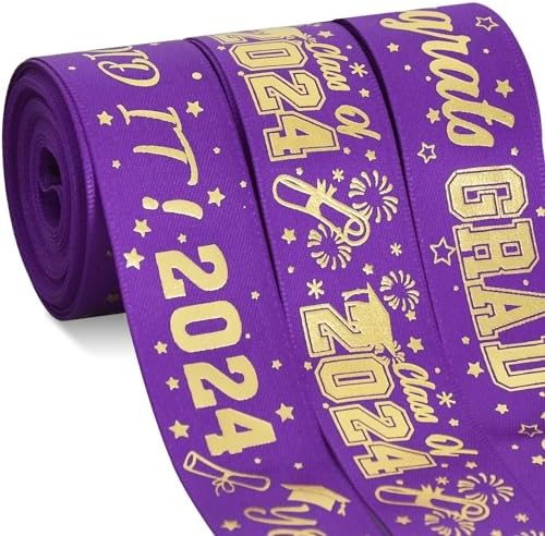 Amazon.com: TONIFUL 3 Rolls Graduation Ribbons Set, 1 Inch Total 15 ...