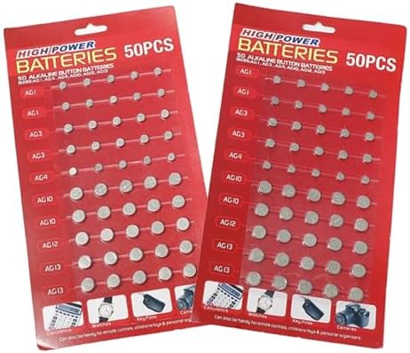 100Pcs AG1/AG3/AG4/AG10/AG12/AG13 Batteries Set for Watch Clock Camera ...
