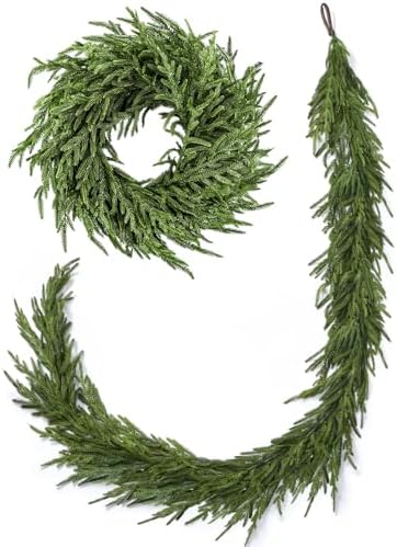Amazon.com: ENVEN Real Touch Norfolk Pine Christmas Garland Realistic Artificial Green Garland ...