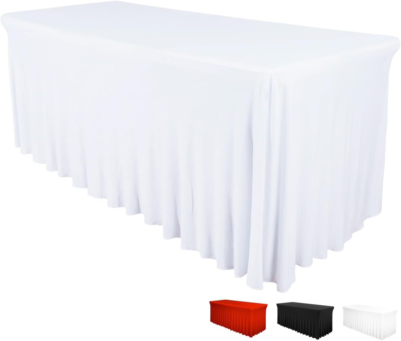 Amazon.com: Table Skirt for Rectangular Tables 8ft - Wedding Spandex ...