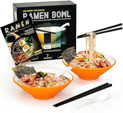Amazon.com: Ramen Bowls Set of Plastic,2 Sets of 20oz Double-sided ...