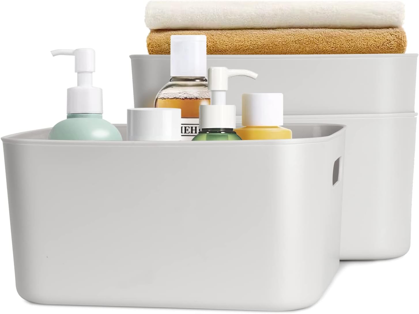 Wemk Panier de Rangement en Plastique avec Poignées, Lot de 3 boite de ...