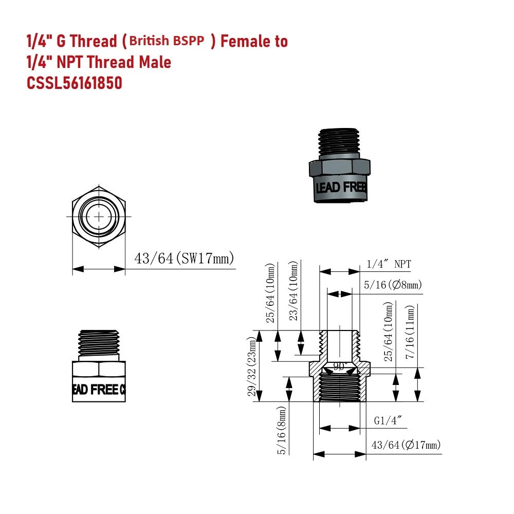 1/4" Female NPT Screw Thread To Quick Connect 1/4" Male, Extend Lance ...