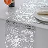 Amazon.com: Snowkingdom Silver Table Runner, Sequin Glitter Foil ...