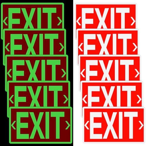 Gilprop 10 Pcs Glow in the Dark Exit Signs for Business 12 x 7 Inch ...