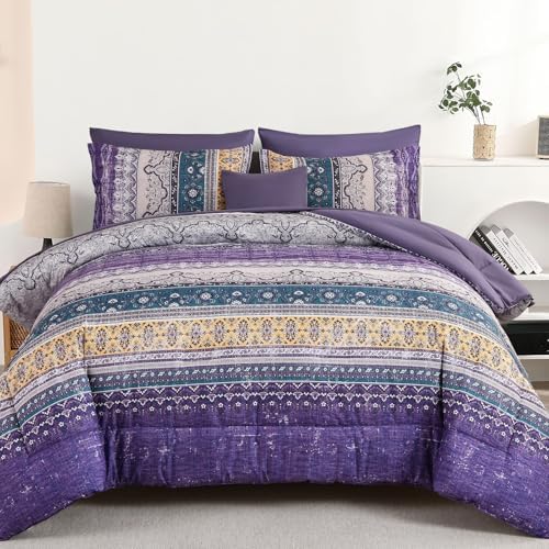 Amazon.com: Goodidea Boho Comforter Set Queen Size 3 Pieces Striped ...