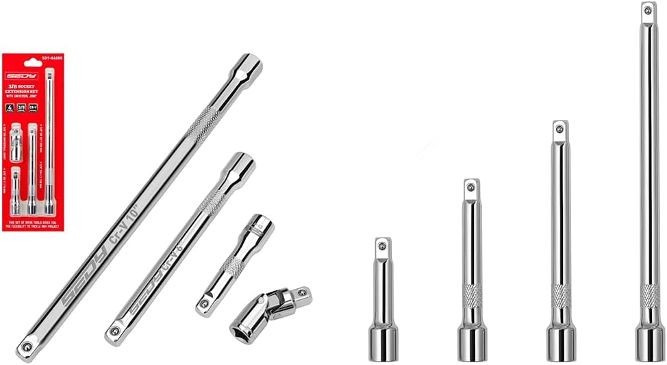 4-Piece 3/8" Drive Socket Extension Bar Set & 4-Piece 1/4" Socket ...