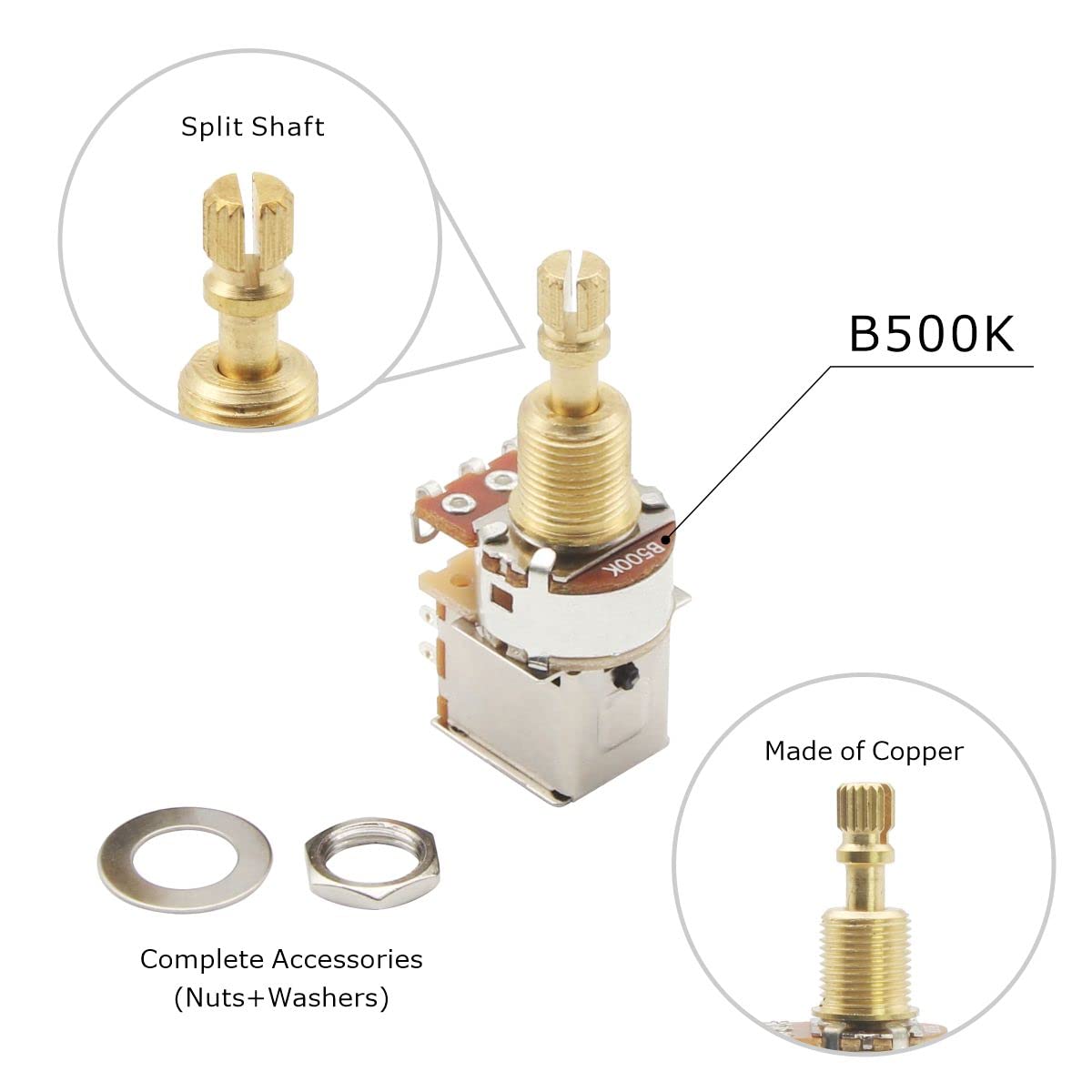 Snapklik.com : 2pcs B500K Push Push Guitar Pots Linear Taper ...