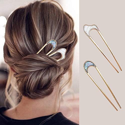 Buy 2 pcs Classical Metal U Shaped Hairpin Vintage Hair Sticks Hair ...