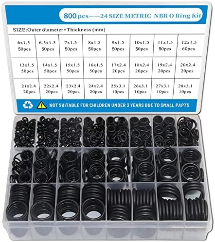 Excefore Rubber O Ring Set, 24 Size 800 PCS Black Small O Rings ...