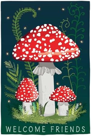 Amazon.com : Evergreen Flag Welcome Friends Mushroom Spring Garden ...
