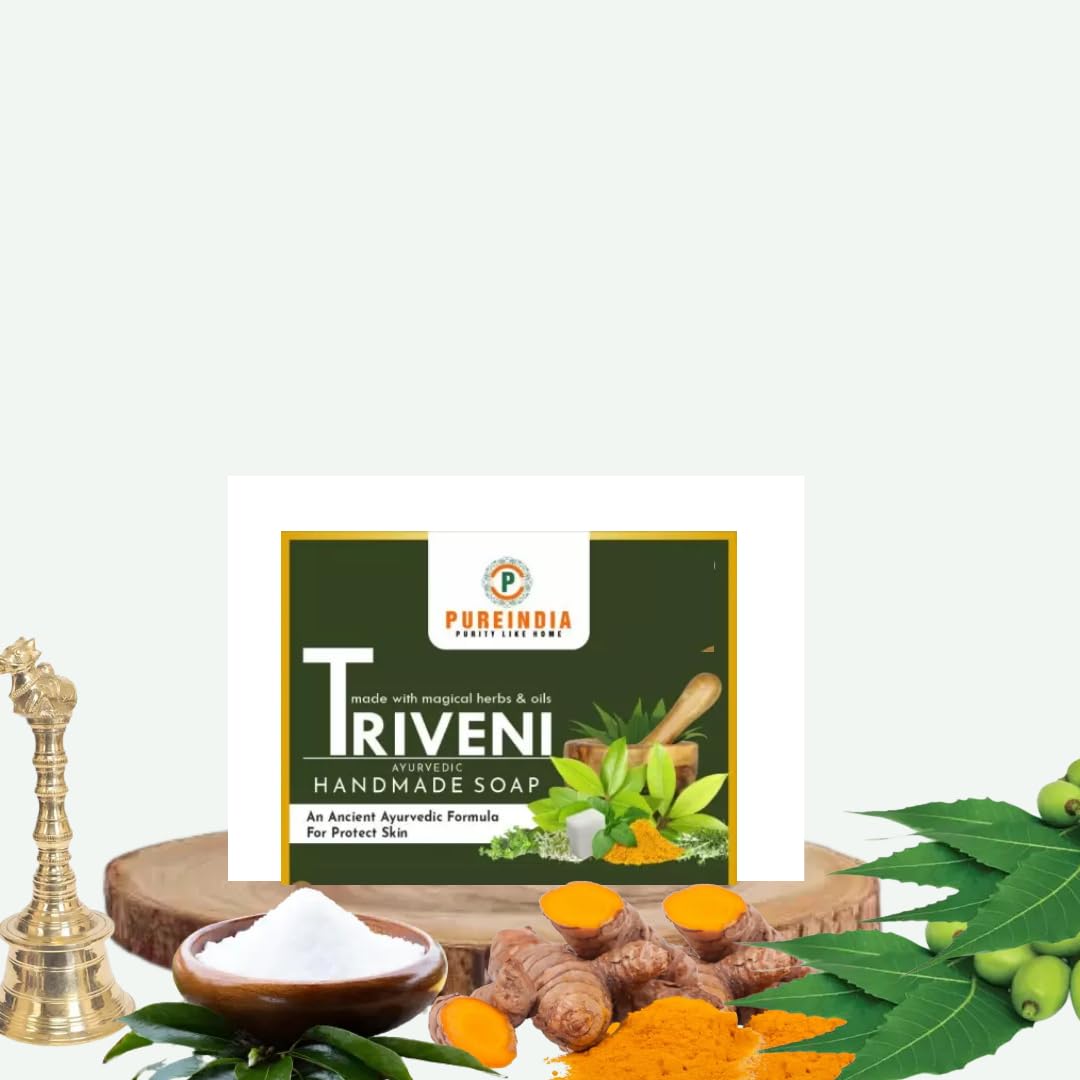 Buy Pureindia Handmade TRIVENI Ayurvedic Bathing Bar,Made with Neem ...