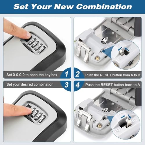 True Face Key Cabinets 4 Digit Lockbox Wall Mounted Key Safe Box ...