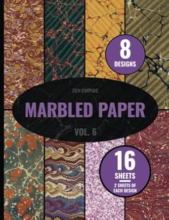 Marbled Paper for Bookbinding: 16 Sheets of Patterned Paper for ...