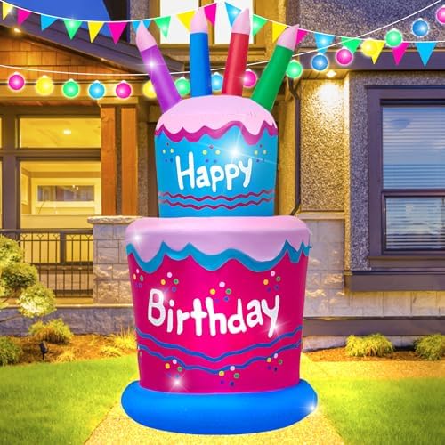 Amazon.com: Sosation 6 ft Tall Lighted Birthday Inflatable Green ...
