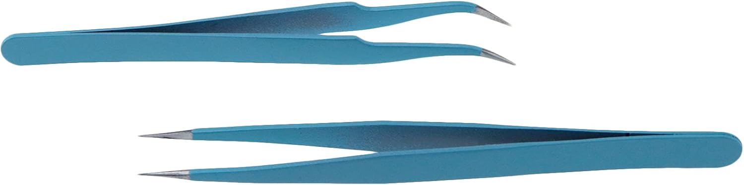 Buy Wealrit 2 pcs Light Blue Tweezers Kit,Stainless Steel Sharp ...