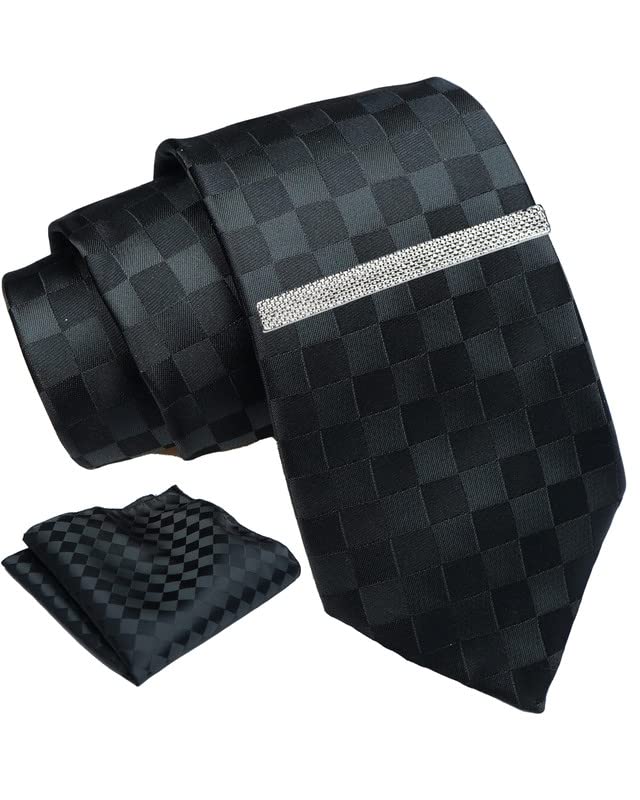 Buy Axlon Black Checkered Self Tie For Men – Formal Ties Set With ...