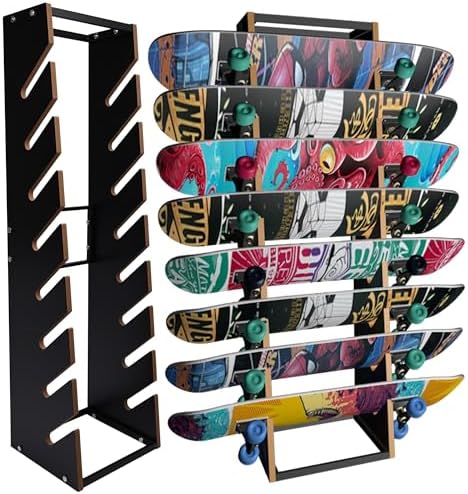 Amazon.com: AIWFL Wooden Skateboard Storage Rack 8-Layer Floor ...