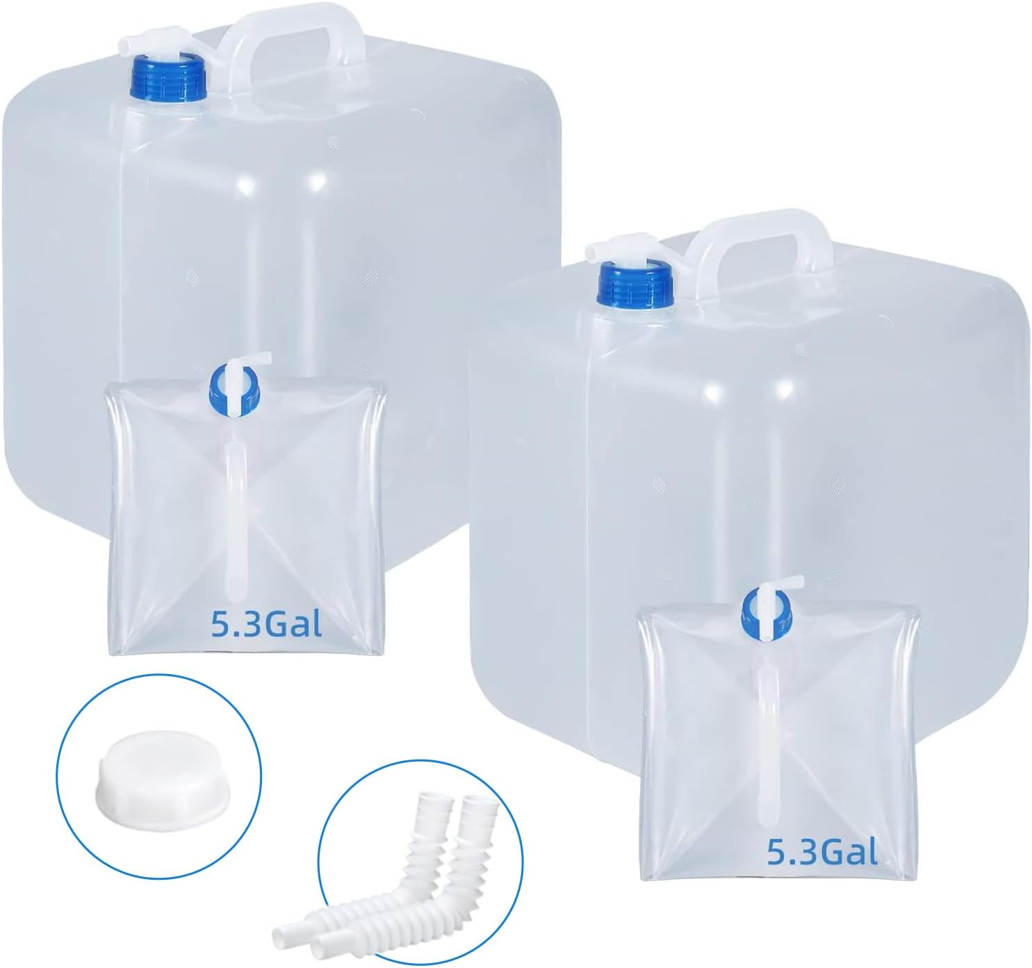 Amazon.com: Hzkokon 2-Pack 5.3 Gallon Collapsible Water Container with Spigot, BPA-Free, LDPE ...