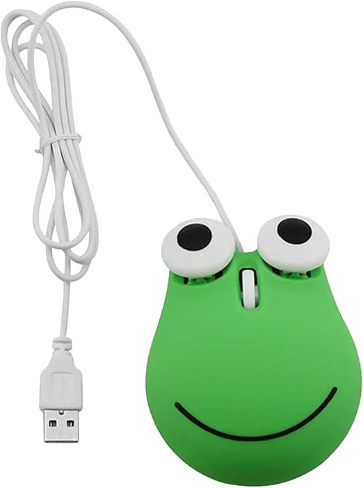 USB Wired Mouse, Cute Animal Shape Green Corded Computer Mouse for Kids ...