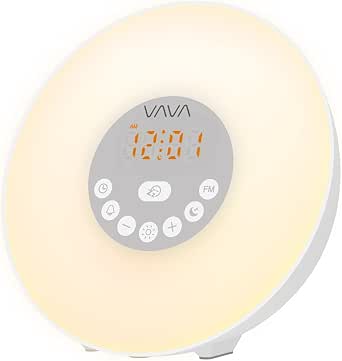 VAVA Wake-up Light Alarm Clock with 7 Integrated Coloured LED Lights ...