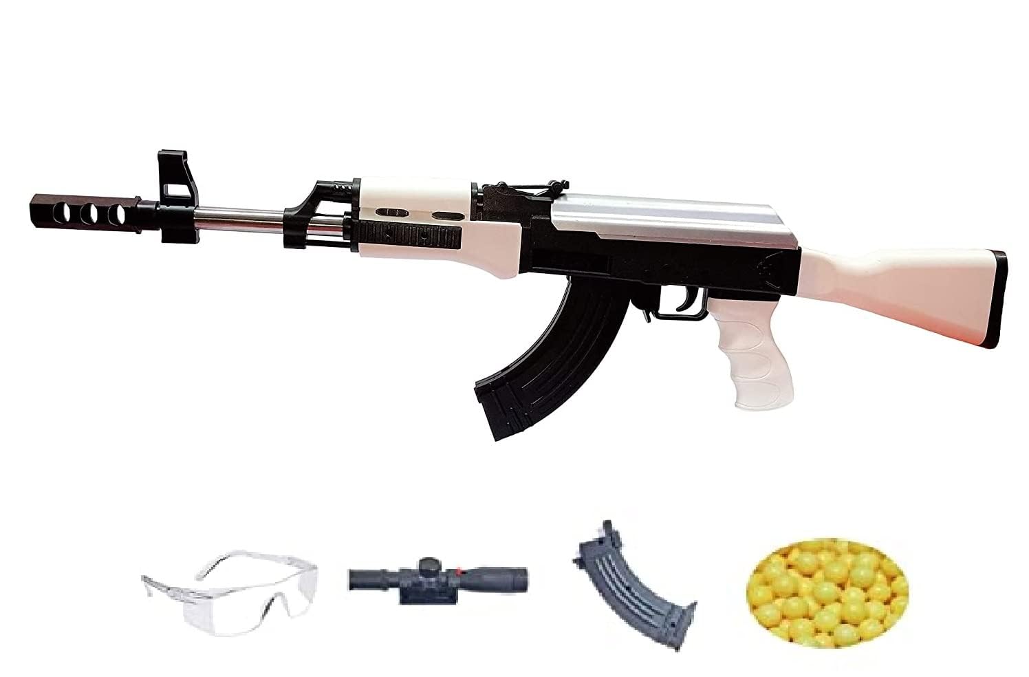 VINDHYA 23 Inches Long AK47 Gun Toy BB Bullet Gun AK 47 with 100 Plastic BB Bullets Long Range ...