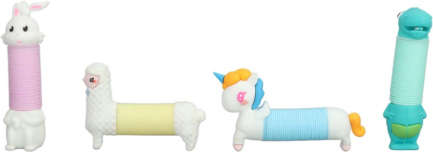 VBESTLIFE 4pcs Pop Tubes Autism Sensory Toys, Animal Shape Stretchy ...