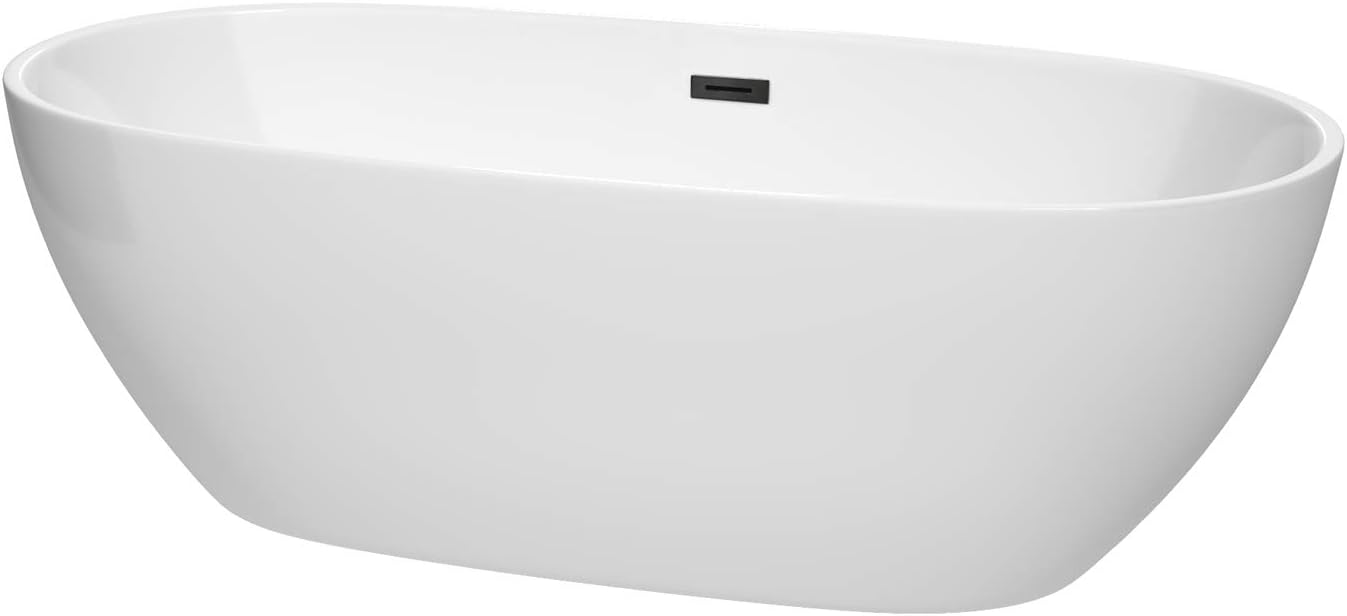 Juno 71 Inch Freestanding Bathtub in White with Matte Black Drain and ...