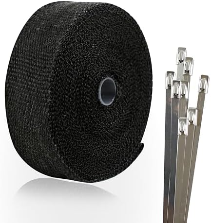 Amazon.com: 2 inch X 50 feet Black Exhaust Heat Wrap Roll with 8 ...
