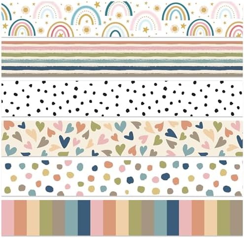 Amazon.com: HYIZOUYIO Boho Bulletin Board Borders Classroom Colorful ...