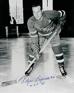 EDGAR LAPRADE Signed NEW YORK RANGERS 8x10 Photo HOFer - Autographed ...