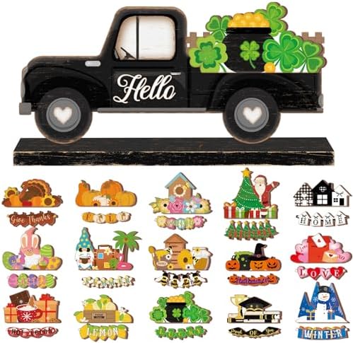 Amazon.com: Geetery 17 Pieces Interchangeable Season Sign DIY Holiday ...