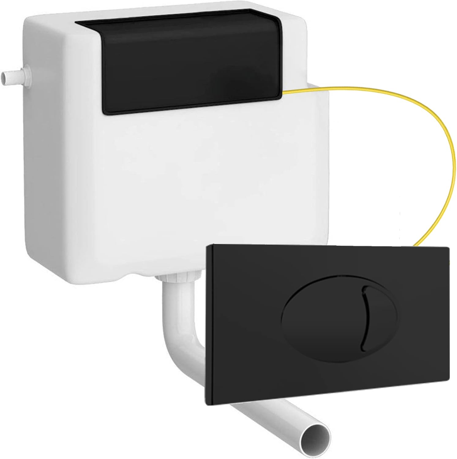 Dual Flush Concealed Cistern with Matt Black Push Button Cable & Pipe ...
