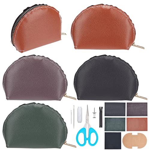 WEBEEDY 4 Set Leather Purse Making Kit DIY Zipper Coin Wallet Pouch ...